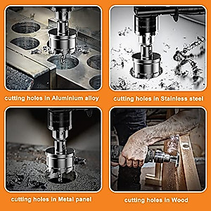 6-pc TCT Hole Saw Kit, Tungsten Carbide Tipped Hole Saws Heavy Duty for Stainless Steel Metal, Bit Size 3/4” 7/8” 1” 1-1/8” 1-3/8” 1-1/2”, with 6 Extra Pilot Drill Bits in Separate Storage Cases