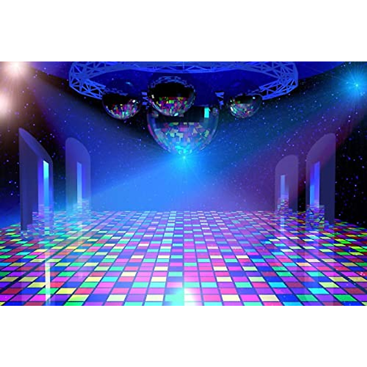 Disco Party Backdrop 7x5ft Vintage 70s-90s Neon Stage Decor