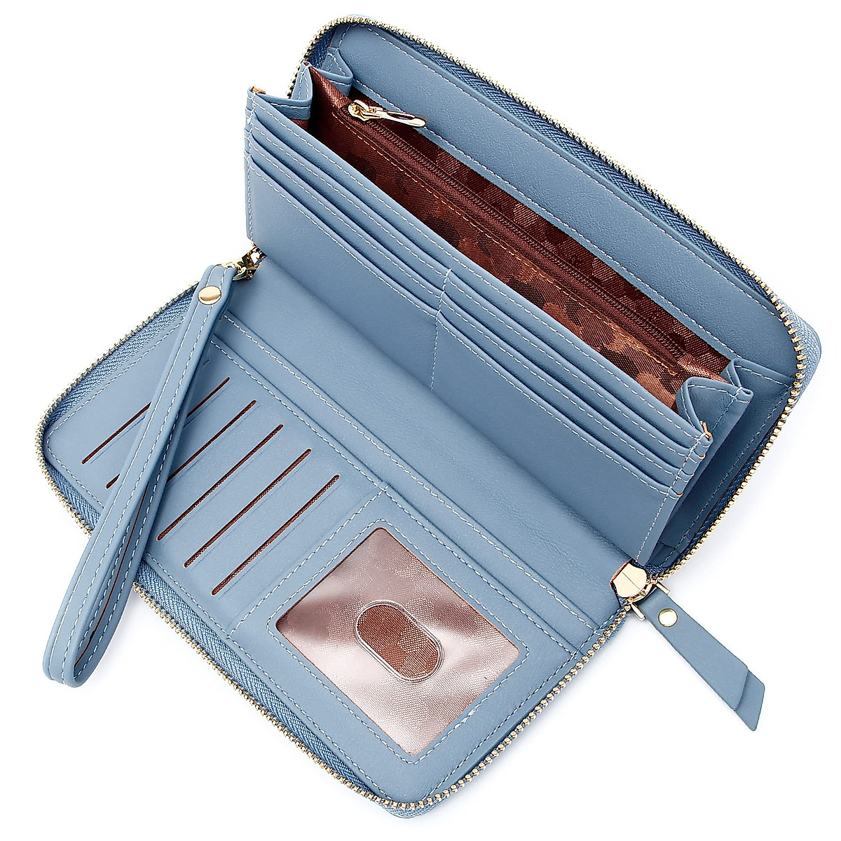 VOCUS Womens Wallet RFID Blocking Zip Around Wallet PU Leather Large Travel Long Purse Credit Card Holder with Wristlet