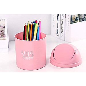 WOIWO 1 PCS Creative Desktop Trash Can Small Household Living Room Shake Lid Garbage Can Mini Kitchen Countertop with Lid Paper Basket （Color Random Send）
