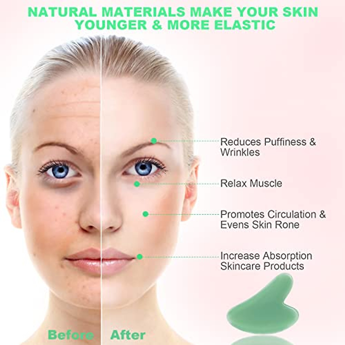 Jocule [2-Pack] Gua Sha Facial Tools, Unbreakable Natural Guasha Tool Upgrade Gua Sha Stone, Face Sculpting Tool, Massager Tool, for Face/Leg/Foot Skin Care Massage, for Body SPA.