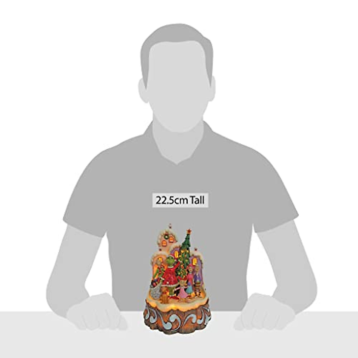 Enesco Jim Shore Dr. Seuss The Grinch Carved by Heart Lit Figurine, 8.86 Inch, Multicolor, Green