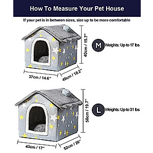 ANPPEX Indoor Dog House Warm Dog Bed, Plush Pet House Dog Cat Kennel with Removable Cushion Suitable for Small and Medium-Sized Dogs and Cats