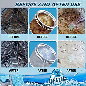 DEVOG Washing Machine Cleaner Tablets, 24 pcs Washer Machine Cleaner with Deep Cleaning Formula, 1 Year Supply, Washer Cleaner for Front Loader, Top Loader and HE