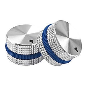 2Pcs Yootones 25 x 15.5mm Guitar knob Potentiometer Control Knob Volume Audio Electric Guitar Bass knob Screw Type Silver Aluminum Alloy & Rubber Ring Compatible with 6mm diameter shaft (Blue)