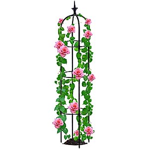 Kogrew Tower Garden Trellis Obelisk Plant Support Plastic Coated for Climbing Vines and Flowers Stands Indoor Potted Plant (61 inch)