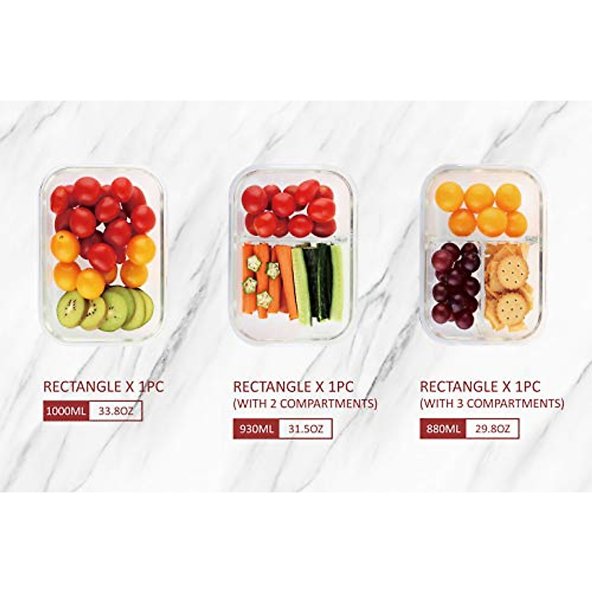 Prime Cook Glass Food Container/storage In Rectangle 3 Pieces Set