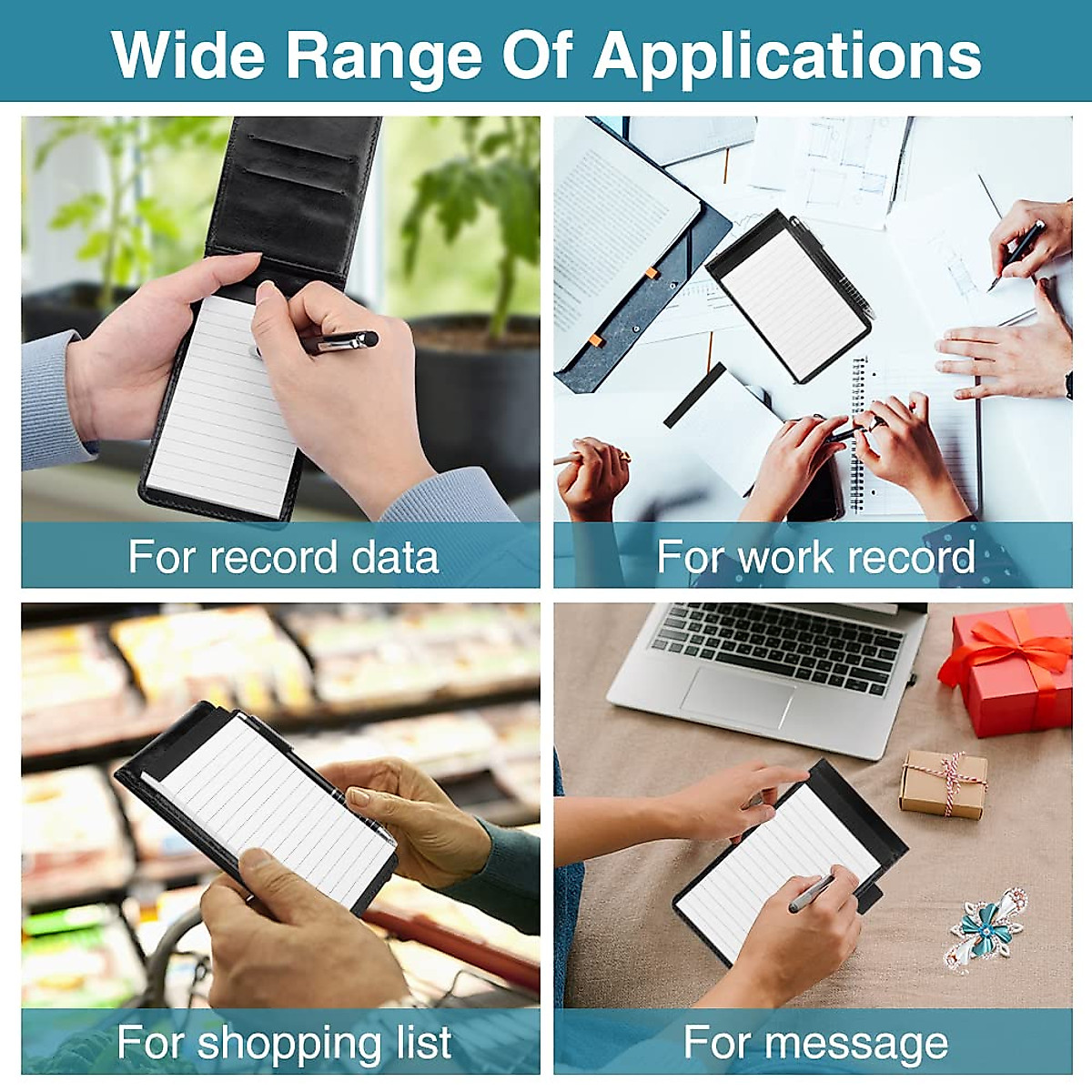 11pcs Pocket Notepad Set, Pocket Notepad Holder, Mini Memo Book Refill with 50 Lined Sheets, Metal Pen, Office & School Supplies(size:11pcs)