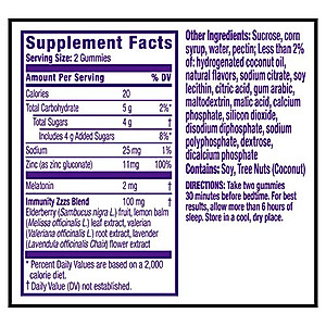 Vicks Immunity ZZZs, Elderberry, Melatonin, and Antioxidant Zinc, Immune Support, Naturally Fall Asleep, 56 Gummies