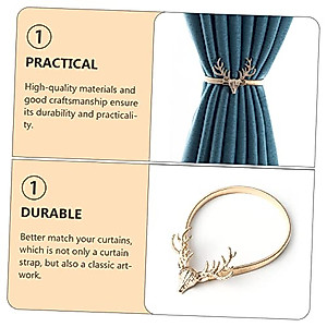Garneck 2pcs Curtain Shower Curtain Straps Antler Curtain Holdbacks Curtain Cord Tieback Torkstrap Shower Curtain Spring Decorative Curtains Metallic Curtains Simple Curtain Holders Golden