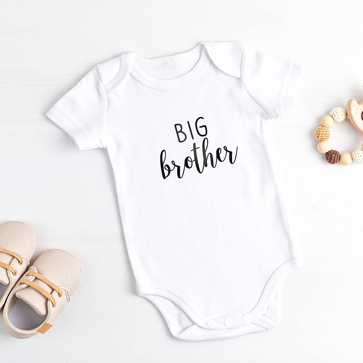 Printique Organic GOTS Certified Baby Onesie Unisex Bodysuit 0-18 months - Big Brother | Family Baby Announcement (Big Brother, 9-12 Months)