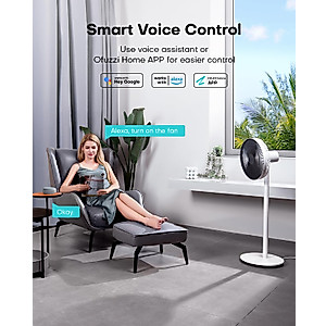 Ofuzzi Breeze 10 Smart Pedestal Fan for Bedroom, Smart Fans works with Alexa/Google, 27db Pedestal Fan for Indoors, 100 Speeds, 140° Oscillating Fan, 46ft Vented Portable Stand Fan for Quiet Spaces