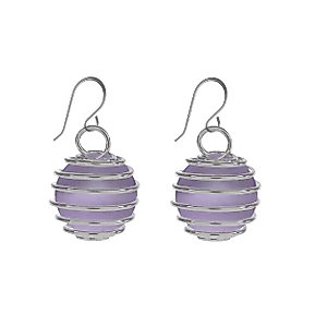 Frosted Orchid Purple Sea Glass 10mm Cage Earrings in Steel, Copper, Bronze, Black Iron, Titanium, Sterling Silver, 14K Gold, Rose Gold, or Black Niobium Wire (Handmade)
