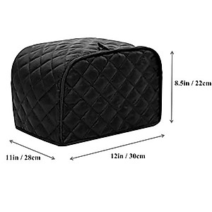 4 Slice Toaster Cover, Dustproof Fingerprint Protectors and Greasy Protection Anti-sputtering Machine Washable Women Gift (Black, 12" x 11" x 8.5")