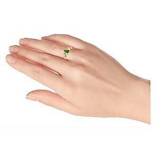 Lab Created Emerald Marquise Wrap Ring, 10k Yellow Gold, 12k Pink and Green Black Hills Gold Size 5.5