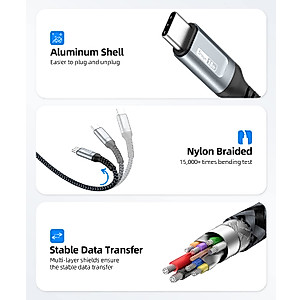 SUNGUY 5Gbps USB C 3.0 Android Auto Cable 1FT, 18W Short USB A to C Cable Fast Charging Nylon Braided Compatible with USB C External SSD, Galaxy S21 S20 S10 S10E Note 20, LG, Pixel and More