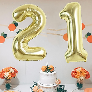 TONIFUL 40 Inch Light Gold Large Numbers Balloon 0-9 Birthday Party Decorations,Foil Mylar Big Number 2 Balloon Digital 2 for Birthday Party,Wedding, Bridal Shower,Engagement,Graduations,Anniversary