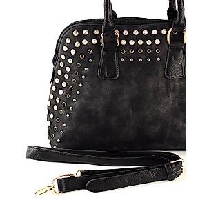 NYFASHION101 Brushed Antique Look Shoulder Bag with Rhinestone, Blue