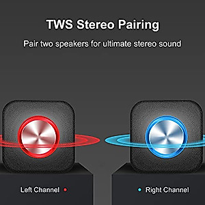 Portable Speaker Bluetooth, Wireless Bluetooth Speaker with LED Party Light 5W Loud Stereo Sound & Enhanced Bass Speaker Bluetooth 5.0, Built-in Mic, IP6 Waterproof for Party, Shower, Outdoor, Travel