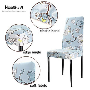 Hooshing Stretch Chair Covers Washable Durable White Mangnolia for Dining Room Set of 2