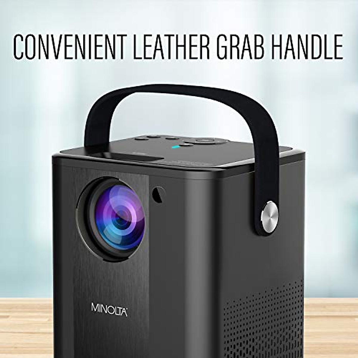 Minolta MN674 1920x1080P Full HD Portable Projector Bundle Pack with 100 Inch Screen, Remote Control, Mounting Accessories, HDMI, USB/Micro-SD, and AV Inputs, Headphone/Line Output