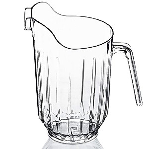DecorRack 2 Crystal Clear Plastic Pitcher Beverage Dispenser with Pour Spout Shatterproof Catering and Restaurant Serveware for Cold Drinks, Water, Lemonade, Beer, and Sangria, 56 Ounce (2 Pack)