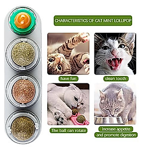 Bisogoon Catnip Toys, Catnip Wall Ball Toy, Cats Catnip Edible Balls, Natural Interactive Toy, Licking Treats Toys for Cats Kitty, Catnip Wall Toys (Blue)