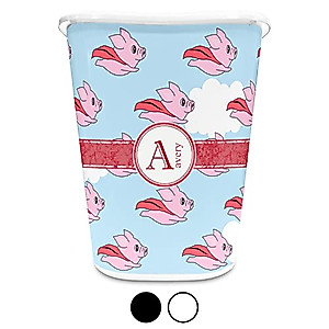 RNK Shops Flying Pigs Waste Basket - Single Sided (Black) (Personalized)