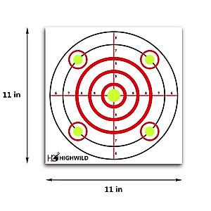Highwild Paper Targets - Bullseye Shooting Targets Sheet Paper - for Air Rifle/Airsoft Pistol Practice Bullet Traps - 11"x 11", 50 Pack