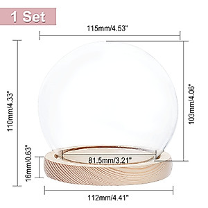 PH PandaHall Glass Display Showcase with Base Decorative Display Dome Miniature Case Snowglobe for Fairy Lights Plants Flower Craft Crown Display Crystal Beach Christmas Halloween Decoration 3x4inch