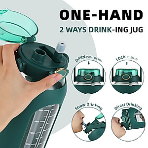 SIEROZUR 74oz Glass Water Bottle with Straw 2.2L Large Gallon Motivational Water Bottle with Handle and Time Marker Wide Mouth Water Jug with Silicone Sleeve