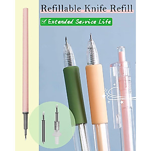 Oythiem Knife Pen Craft Cutting Tools - Precision Paper Cutter Pen with Refillable Tungsten Steel Cutter Head Refill, 6 PACK