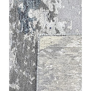 One of a Kind Hand Knotted Hand Made Wool Contemporary Contemporary Gray 8 x 10 Area Rug