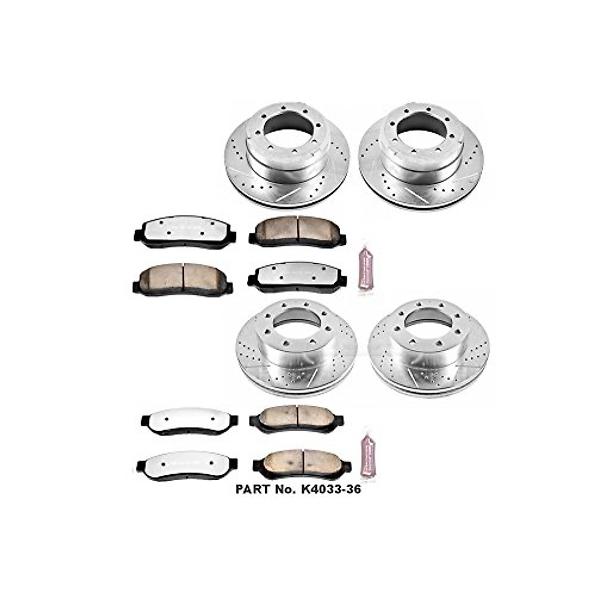 Power Stop K4033-36 Front and Rear Z36 Truck & Tow Brake Kit, Carbon Fiber Ceramic Brake Pads and Drilled/Slotted Brake Rotors