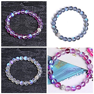 Matte Aurora Crystal Glass Beads 100pcs 8mm Flash Glitter Shining Mermaid Round Loose Aura Bead Frosted Moonstone for Jewelry Making (Multicolor, 8mm)