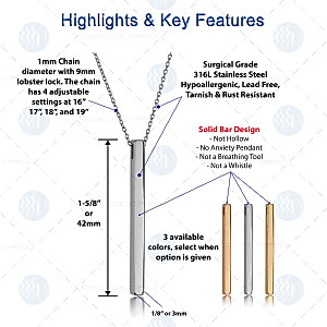 Dolceoro Custom Bar Necklace (1 Side), Personalize an Inspirational Mantra Necklace, Vertical Bar Pendant Jewelry, Mindful Quote Necklace