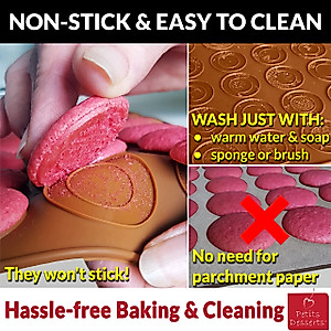 Macaron Baking Kit with Silicone Baking Mats and PRINTED STEP BY STEP GUIDE | Macaroon Kit 8 PCS | TAILORED FOR STARTERS | Macaron Mats with Ridged Circles for Easy Piping | Macaroon Baking Supplies