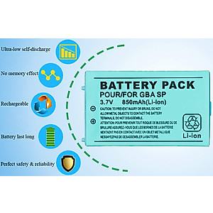 OSTENT 850mAh Rechargeable Lithium-ion Battery + Tool Pack Kit for Nintendo GBA SP Game Boy Advance SP
