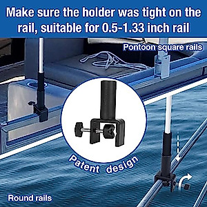 Affordura Boat American Flag with Pole 12x18 Boat Flag Pole Mount for 0.5-1.33 Inch Round and Pontoon Square Rails with 2 American Boat Flag Clips