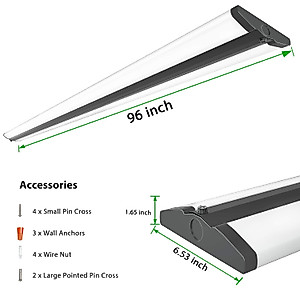 TychoLite 110W 8FT LED Wraparound Light Fixture Ultra Slim LED Shop Lights for Garage, No Glare, 12600 Lumens, 5000K Daylight, 8 Foot Flush Mount Office Ceiling Wrap Light for Workshop, 4 Pack