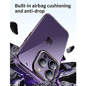 Kakalux iPhone 14Pro Compatible Clear case with Metal Lens Protection, Two-Tone Individual Metal Buttons and Cushioned airbag Drop Protection for iPhone 14Pro -（Green）.