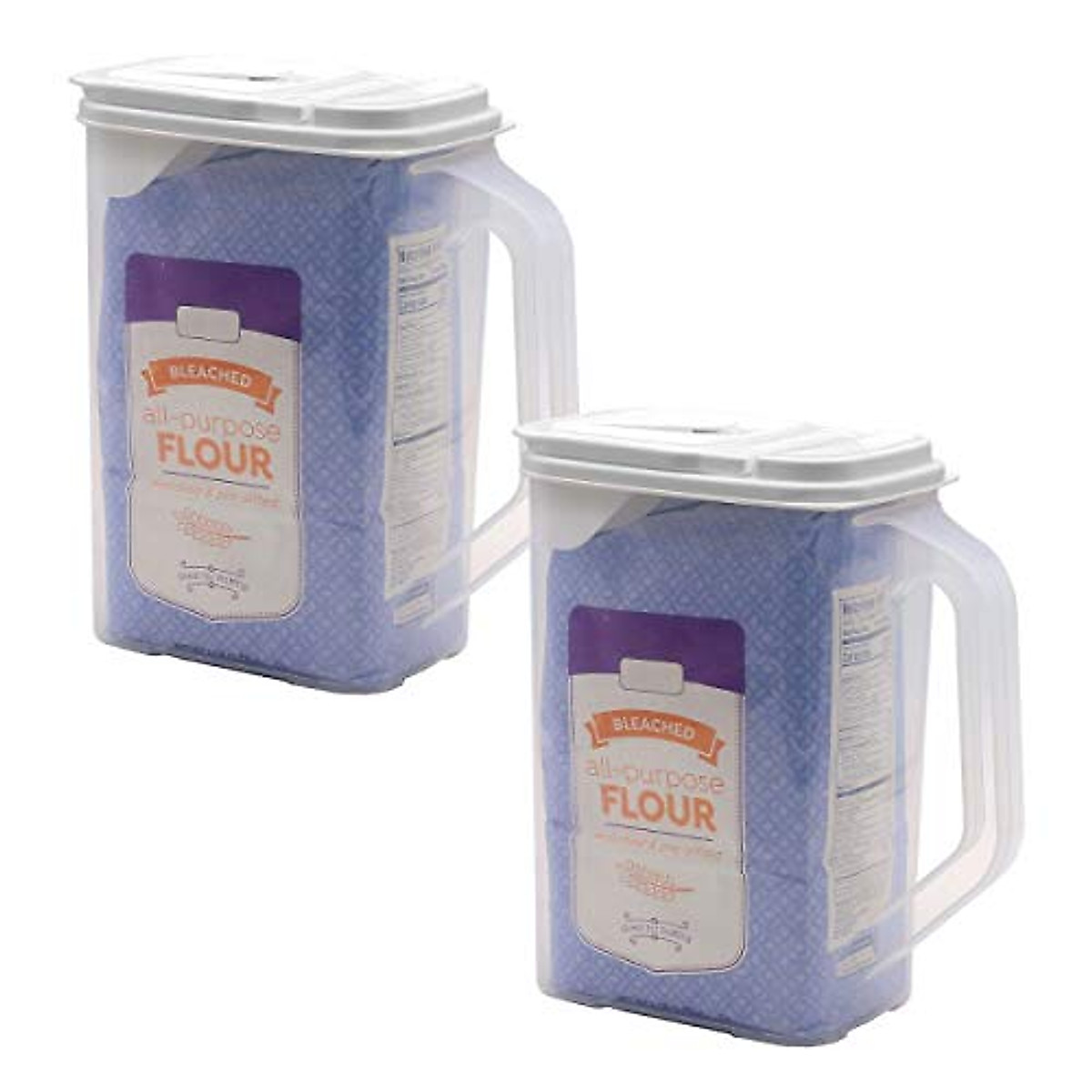 2 Pack Food Storage Container 4 Quart Flour Sugar Bag In Keeper and Dispenser with Handle