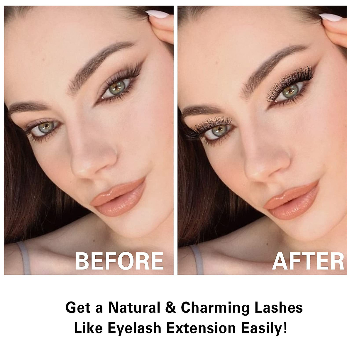 Natural Lashes Cat Eye Wispy False Eyelashes D Curl Lashes Fake Eyelashes Soft Handmade Russian Strip Lashes Pack Look Like Extension Multipack 16 Pairs