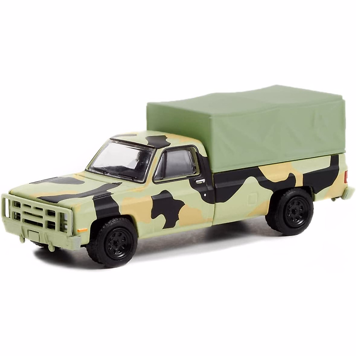 1984 Chevy M1008 CUCV Pickup Truck with Cargo Cover Camouflage Green Battalion 64" Release 1 1/64 Diecast Model Car by Greenlight 61010E