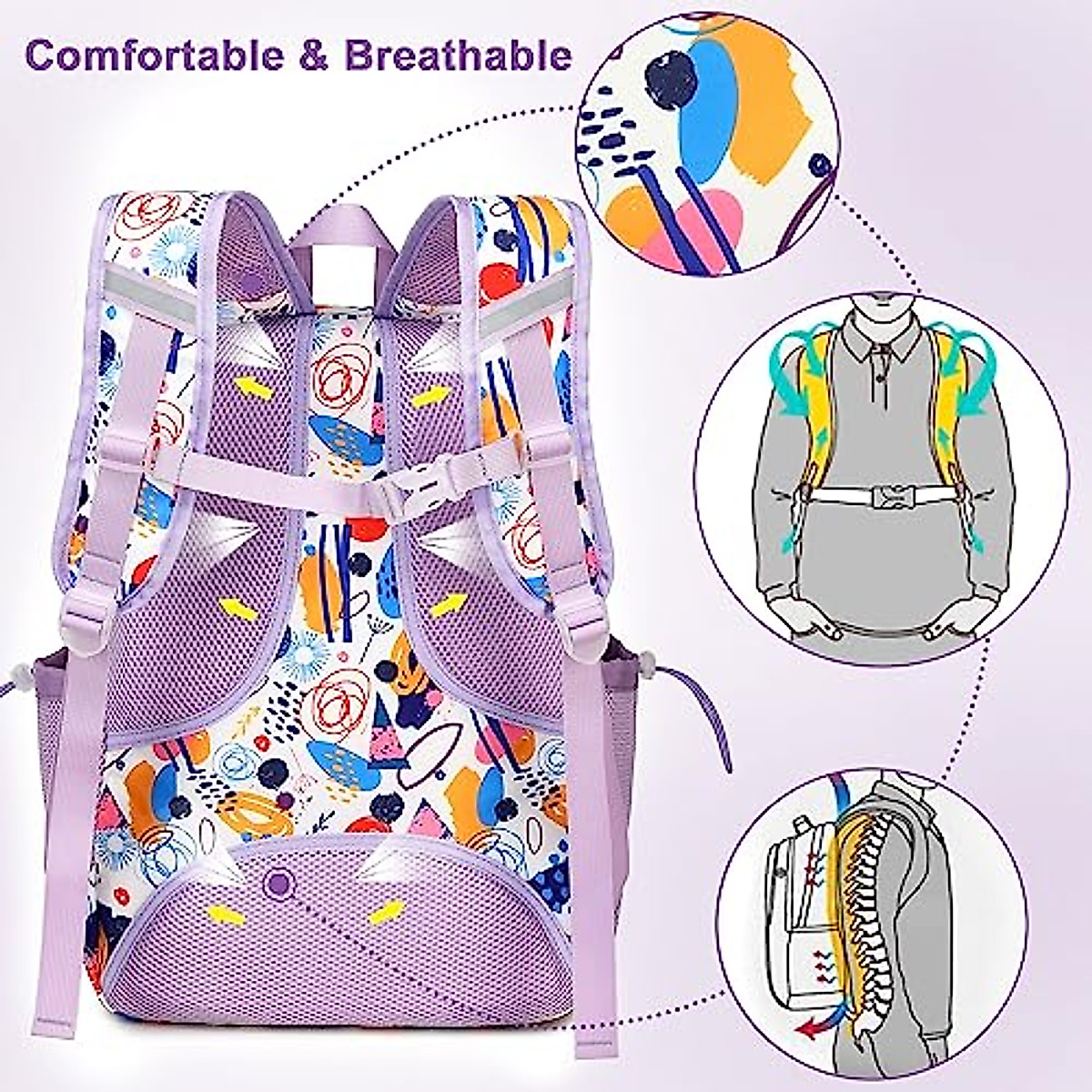 CAMTOP Elementary Backpack for Kids Girls Backpack Middle School Bookbags Causal Daypack Travel (Graffiti Backpack)