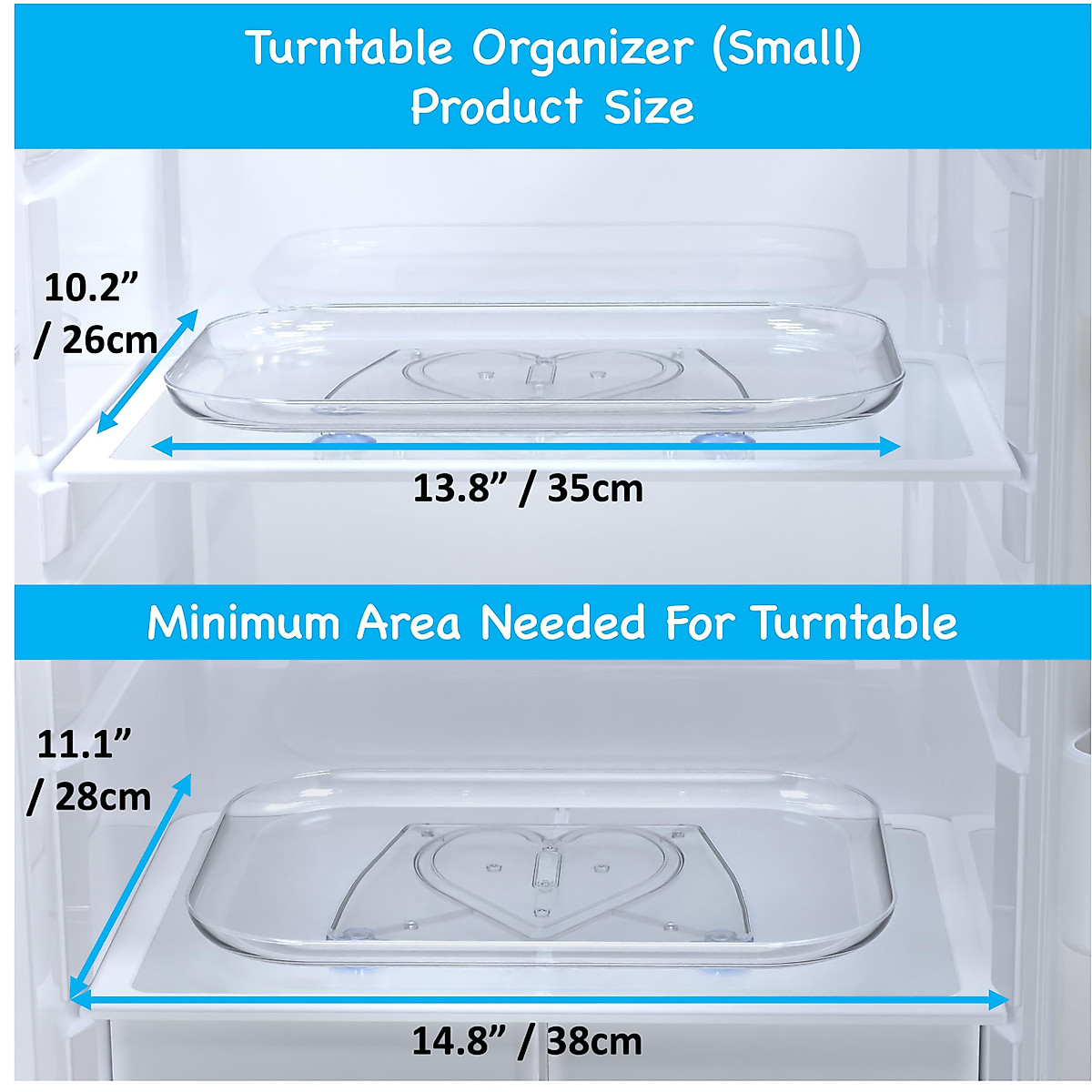 2PCS Kitchen Cabinet Organizer, Non-Skid 360 Rotating Lazy Susan, Pantry Organizers and Storage, Turntable for Refrigerator Organizing, Fridge Swivel Tray (10.2 X 13.8 inches),2pcs