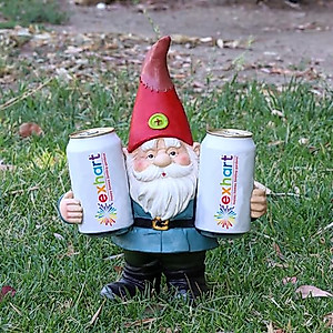Exhart Garden Gnome, Double Fisting Two Can Timmy Garden Statue, Funny Outdoor Garden Decoration, 10 x 13.5 Inch