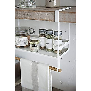 Yamazaki Home Undershelf Shelf Spice Rack-Kitchen Storage, Cabinet Organizer | Plastic + Wood, One Size, White