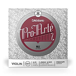 D'Addario Pro-Arte Violin String Set with Wound E, 4/4 Scale, Medium Tension