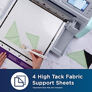 Brother ScanNCut High Tack Fabric Support Sheet CASTBL2, 4 pieces 12" x 12" High Adhesive Sheets for ScanNCut Mats, Use for Cutting Fabric Appliques, Quilting Pieces, Sewing Patterns and More